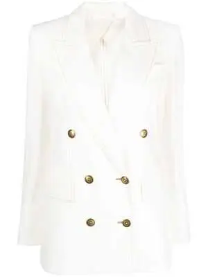 Max Mara Double-Breasted Button Blazer White