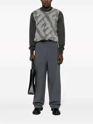 Fendi Ff-motif Knitted Jumper - Grey