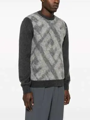 Fendi Ff-motif Knitted Jumper - Grey