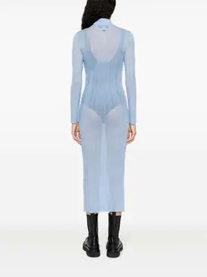 Fendi Long-sleeve Ribbed Midi Dress - Blue