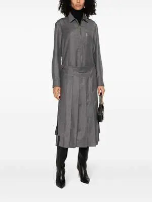 Fendi Spread-collar Pleated Midi Dress