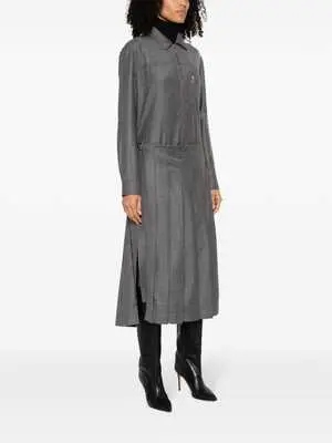 Fendi Spread-collar Pleated Midi Dress