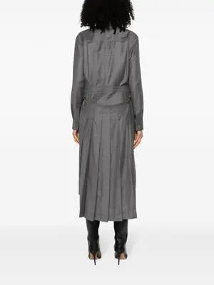Fendi Spread-collar Pleated Midi Dress