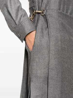 Fendi Spread-collar Pleated Midi Dress