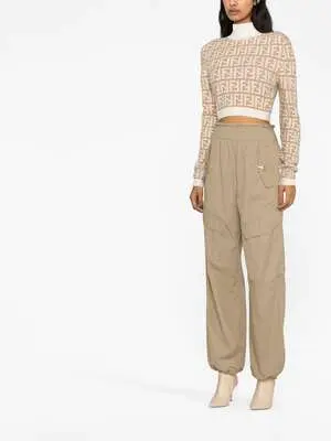 Fendi Ff Jacquard Cashmere Cropped Jumper