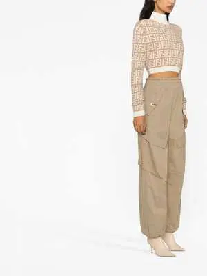 Fendi Ff Jacquard Cashmere Cropped Jumper