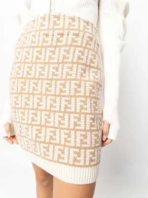 Fendi Ff-logo Pattern Knit Skirt