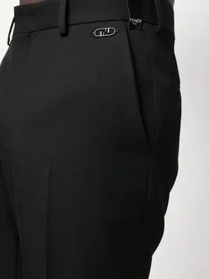 Fendi Logo-plaque Tailored Trousers - Black