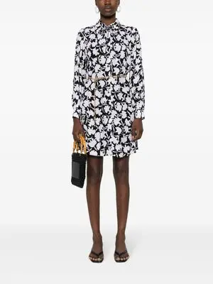 Michael Kors Floral Crepe Mini Dress - Black