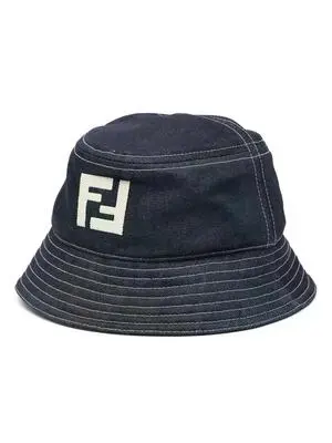 Fendi Ff-motif Denim Bucket Hat - Blue