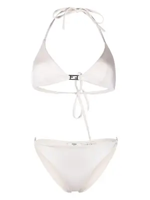 Fendi Logo Plaque Triangle-cup Bikini - Neutrals