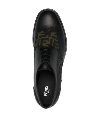 Fendi Ff-pattern Leather Derby Shoes