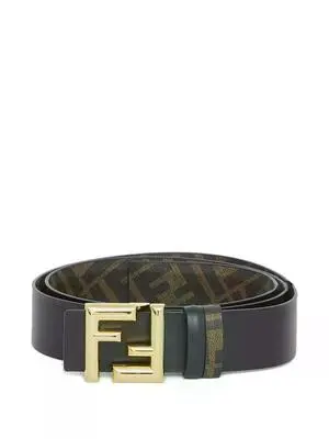 Fendi Logo-buckle Leather Belt - Black