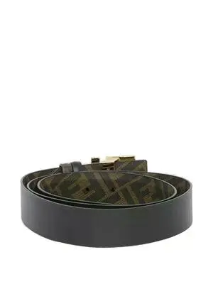 Fendi Logo-buckle Leather Belt - Black