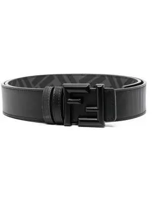Fendi Ff Logo-buckle Leather Belt - Black