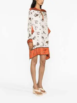 Fendi Astrology-print Silk Kaftan Dress