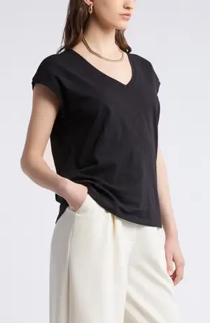 Nordstrom Sleeveless V-neck Cotton T-shirt