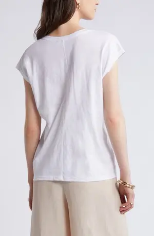 Nordstrom Sleeveless V-neck Cotton T-shirt - White