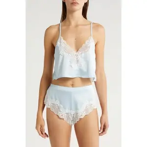 Bluebella Isabellay Lace Trim Satin Short Pajamas - Ice Water Blue