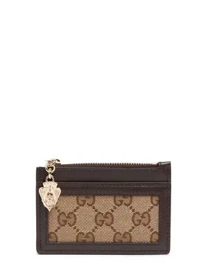 Gucci Gg Canvas Card Case - Ebony,cocoa