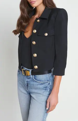 L'Agence Kumi Fitted Crop Jacket - Black