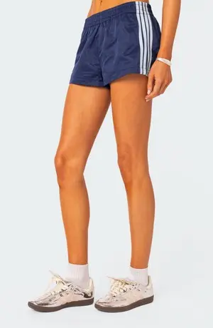 EDIKTED Nikki Stripe Nylon Shorts - Navy