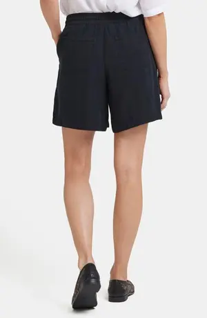 NYDJ Jayne Denim Ankle Wide Leg Drawstring Shorts - Overdye Black