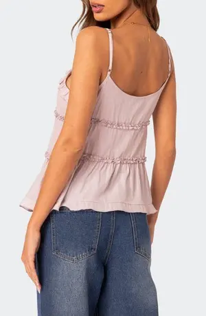 EDIKTED Juniper Ruffle Tie Front Camisole - Pink