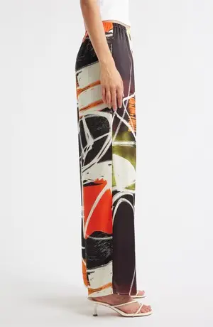 Topshop Print Pull-on Wide Leg Pants