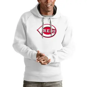 ANTIGUA Cincinnati Reds Victory Pullover Team Logo Hoodie - White