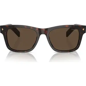 Prada 51mm Rectangular Sunglasses - Dark Brown