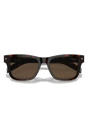 Prada 51mm Rectangular Sunglasses - Dark Brown