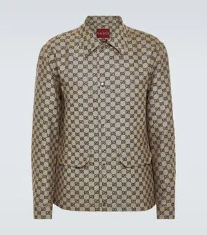 Gucci Gg Linen-blend Canvas Jacket - Blue