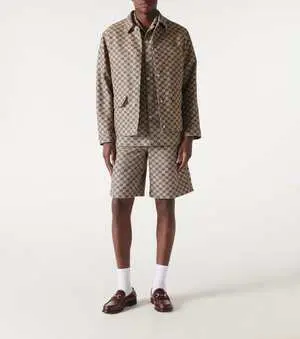 Gucci Gg Linen-blend Canvas Jacket - Blue
