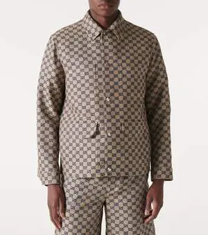 Gucci Gg Linen-blend Canvas Jacket - Blue