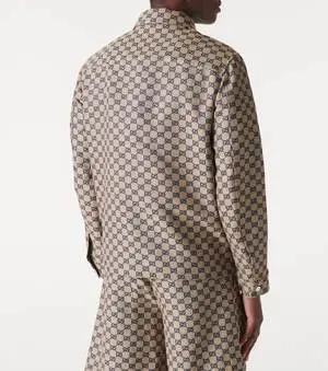 Gucci Gg Linen-blend Canvas Jacket - Blue