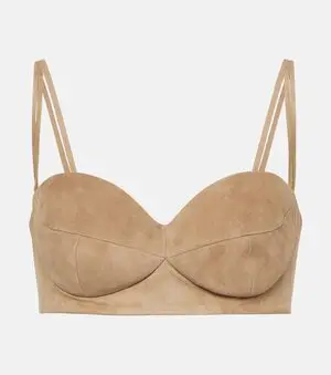 Magda Butrym Suede Bra Top - Brown