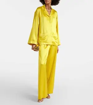 Max Mara Vasaio Silk Pajama Shirt - Yellow