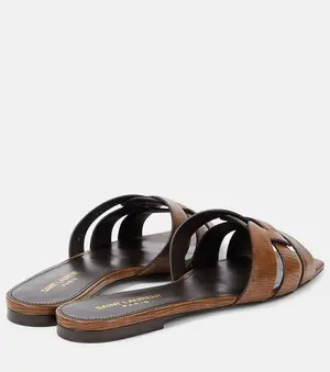 Saint Laurent Tribute Lizard-effect Leather Sandals - Brown