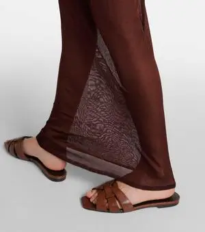 Saint Laurent Tribute Lizard-effect Leather Sandals - Brown