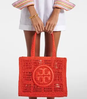 Tory Burch Ella Small Raffia Tote Bag