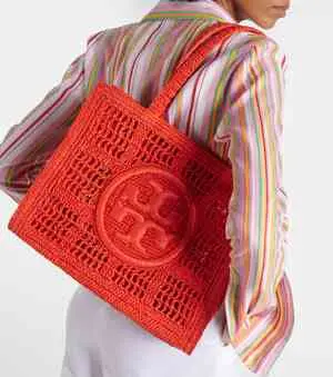 Tory Burch Ella Small Raffia Tote Bag