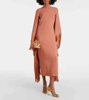 TALLER MARMO Del Mar" Fringed Crepe Midi Dress