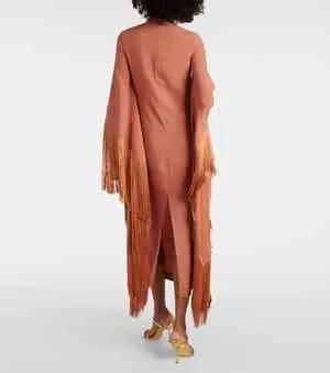 TALLER MARMO Del Mar" Fringed Crepe Midi Dress