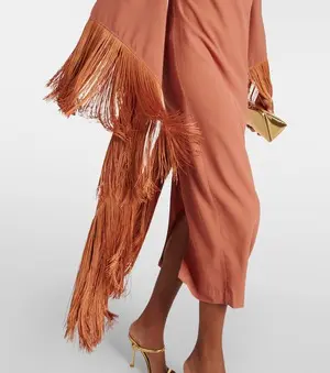 TALLER MARMO Del Mar" Fringed Crepe Midi Dress