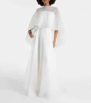 Maticevski Bridal Dhalia Caped Silk Gown