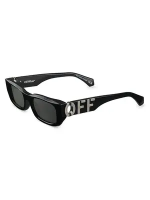 Off-White Fillmore 49mm Rectangular Sunglasses Black Dark Grey