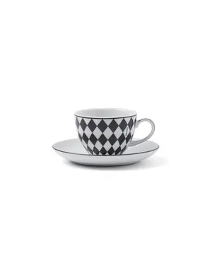 Prada Set Of Four Porcelain Espresso Cups Checkerboard - White