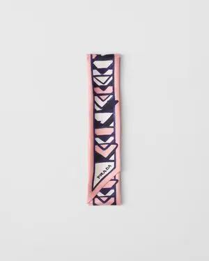 Prada Printed Twill Skinny Scarf - Pink/black