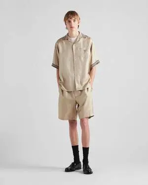 Prada Short-sleeved Silk Twill Shirt